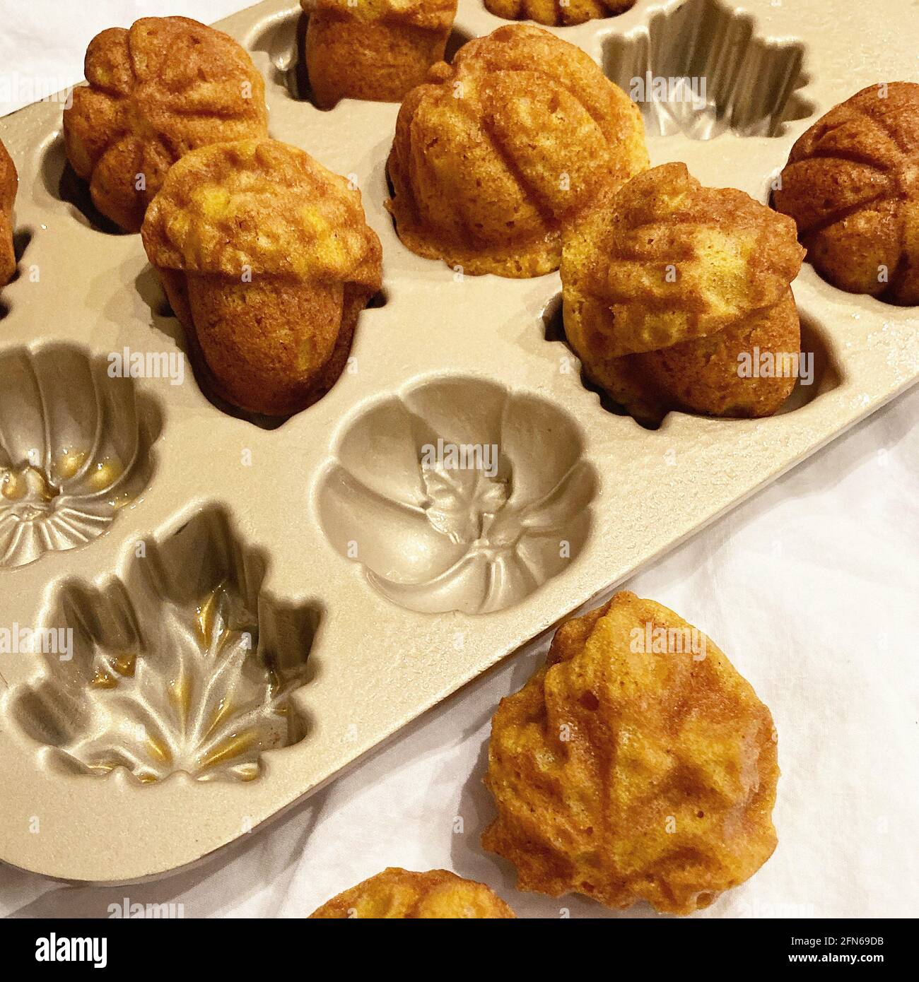 Leaf and Acorn Cakelets with Cakelets Mold Stock Photo - Alamy