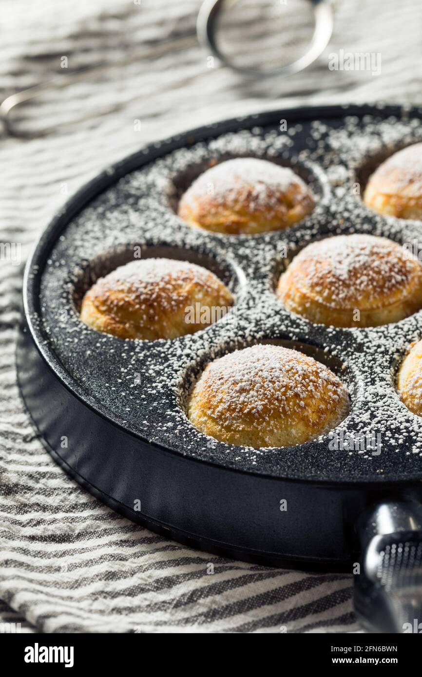 Homemade Healthy Breakfast Ebelskivers with Powdered Sugar Stock Photo ...