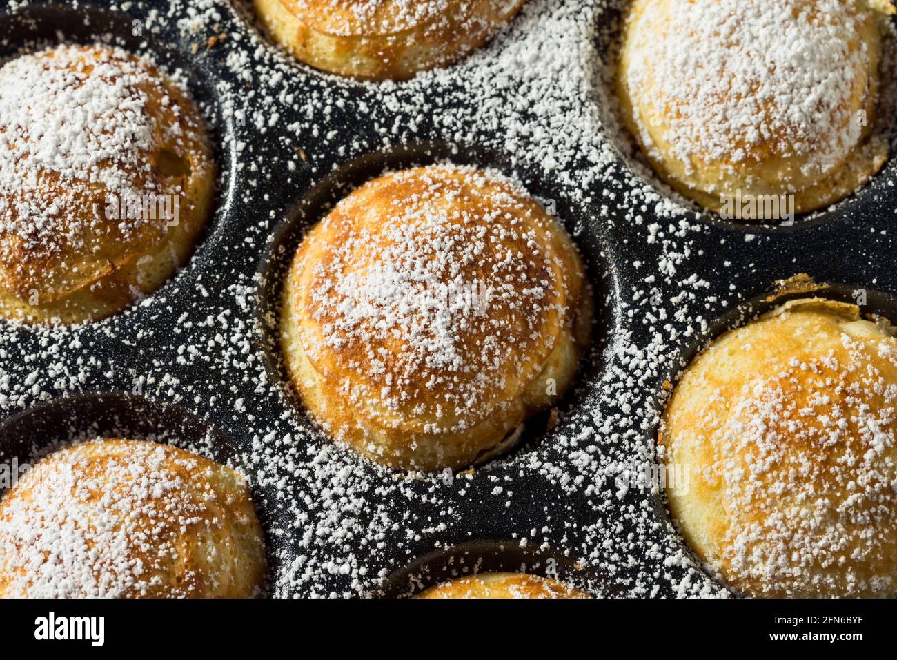 Homemade Healthy Breakfast Ebelskivers with Powdered Sugar Stock Photo ...