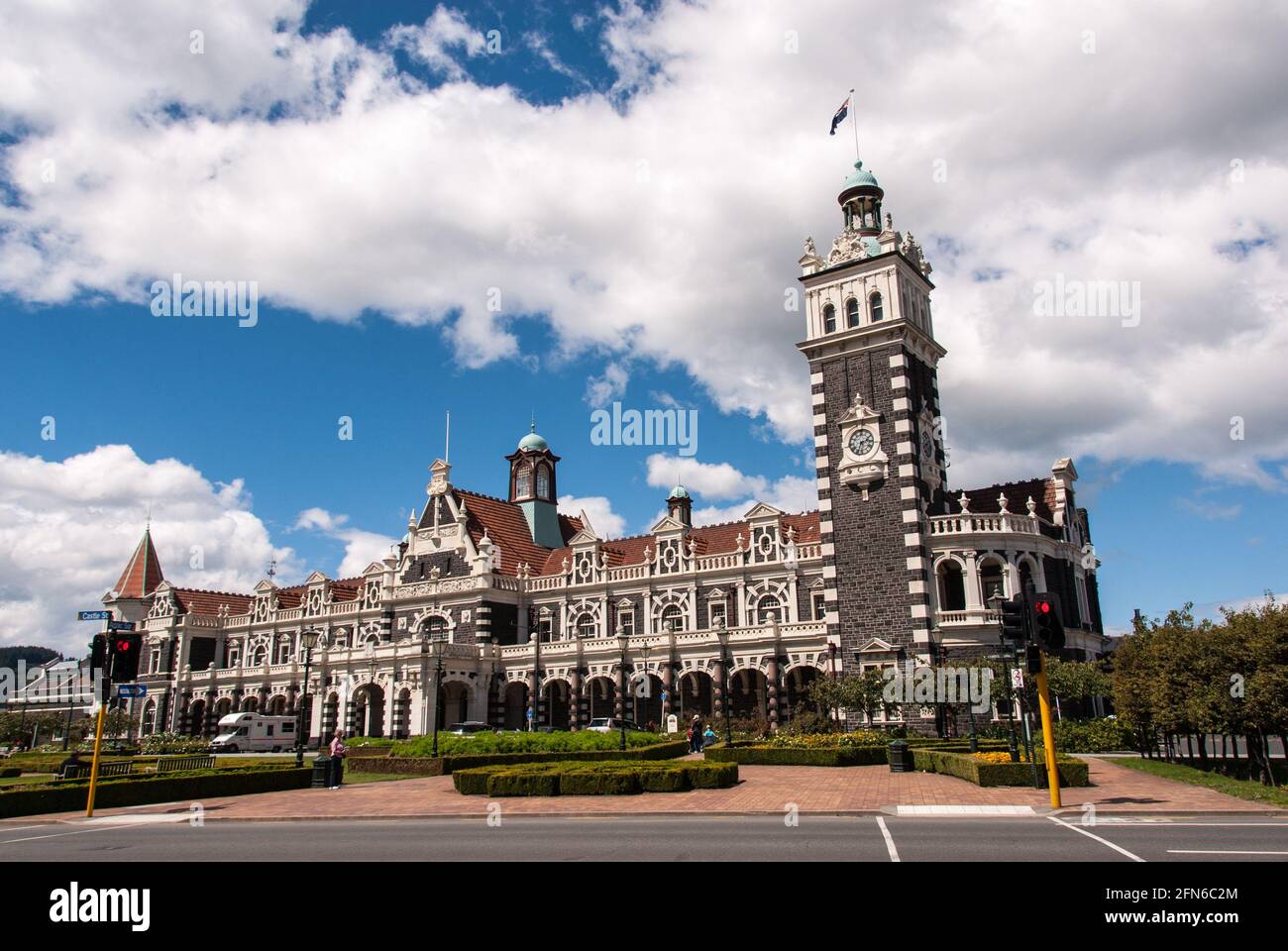The glorious historic building of Dunedin railway station, built in ...