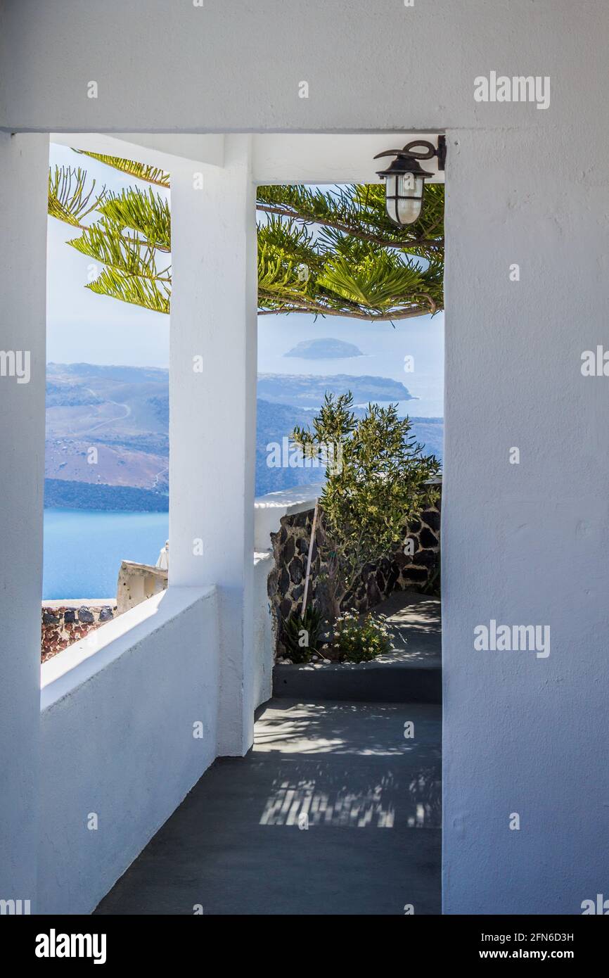 Greek architecture, a hallway, featuring island style and design with a ...