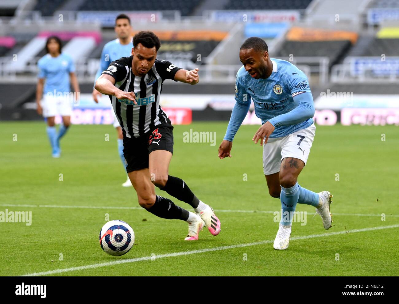 Newcastle United's Jacob Murphy (left) and Manchester City's Raheem ...
