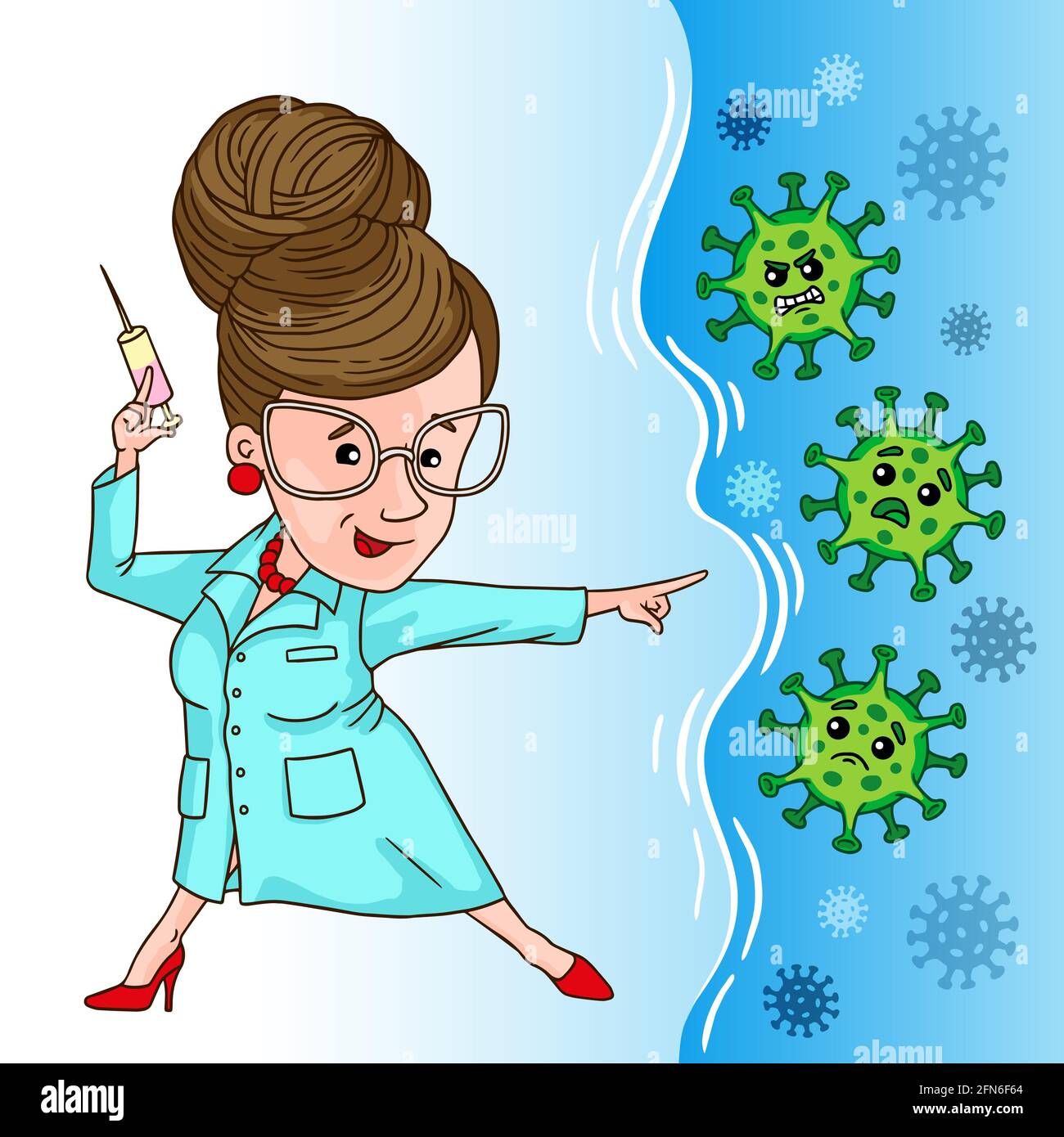 Person woman doctor holding vaccine syringe fighting coronavirus ...