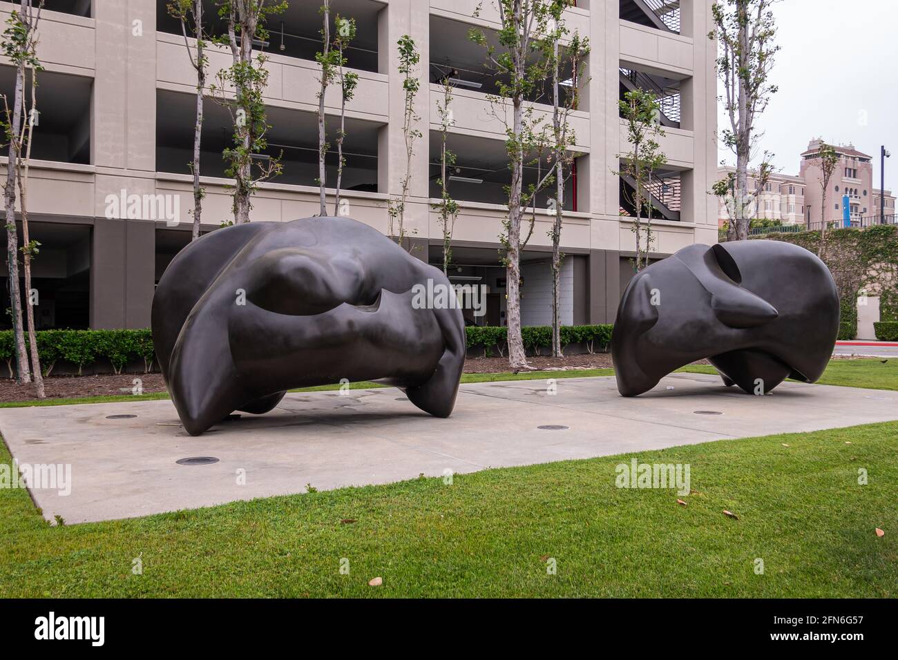 Pasadena, CA, USA - May 11, 2021: Double black bronze sculptures by ...