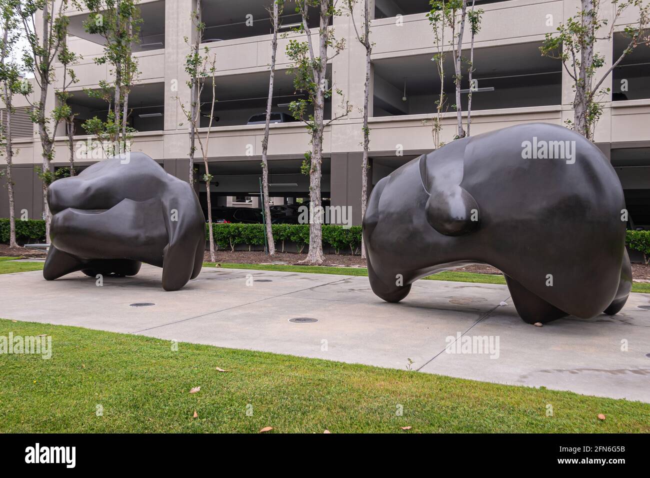 Pasadena, CA, USA - May 11, 2021: Double black bronze sculptures by ...