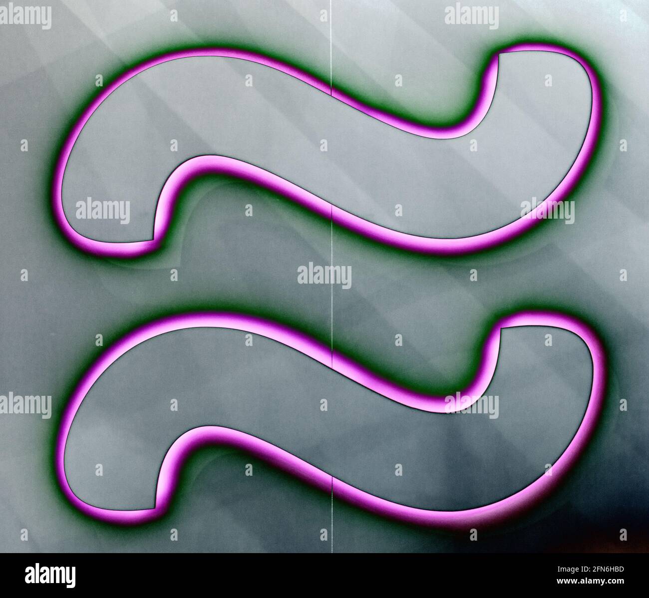 Abstract shapes with pink outline against grey background Stock Photo ...