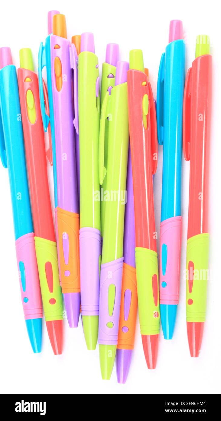 many Ball Pen on white Background Stock Photo - Alamy