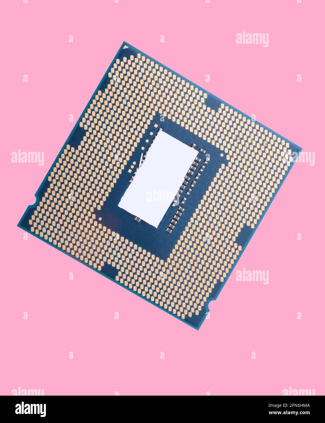 central Processor unit isolated on pink background at dry sunny day ...