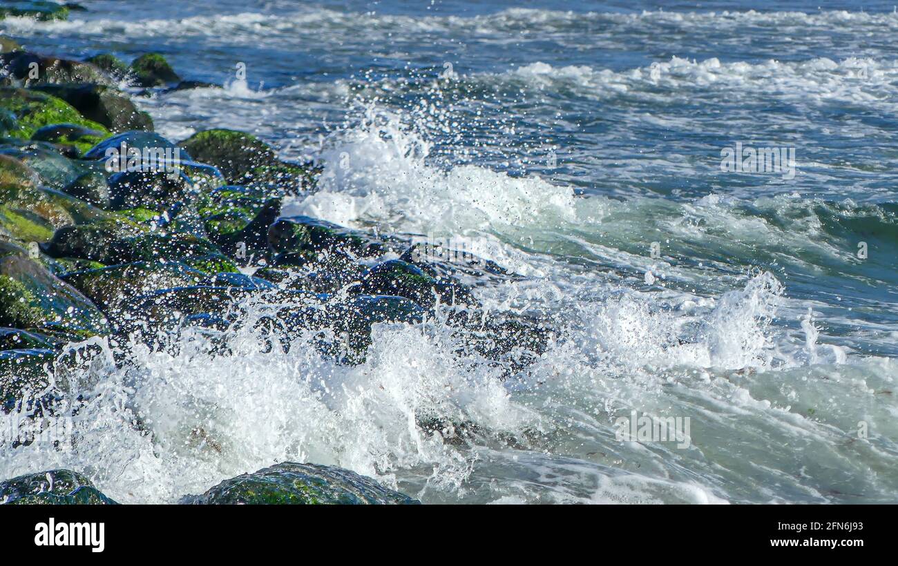 light surf on the German North Sea coast with lots of water splashes ...