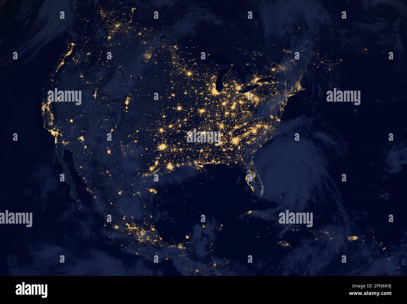 North America at night from space. some photo elements are furnished by ...