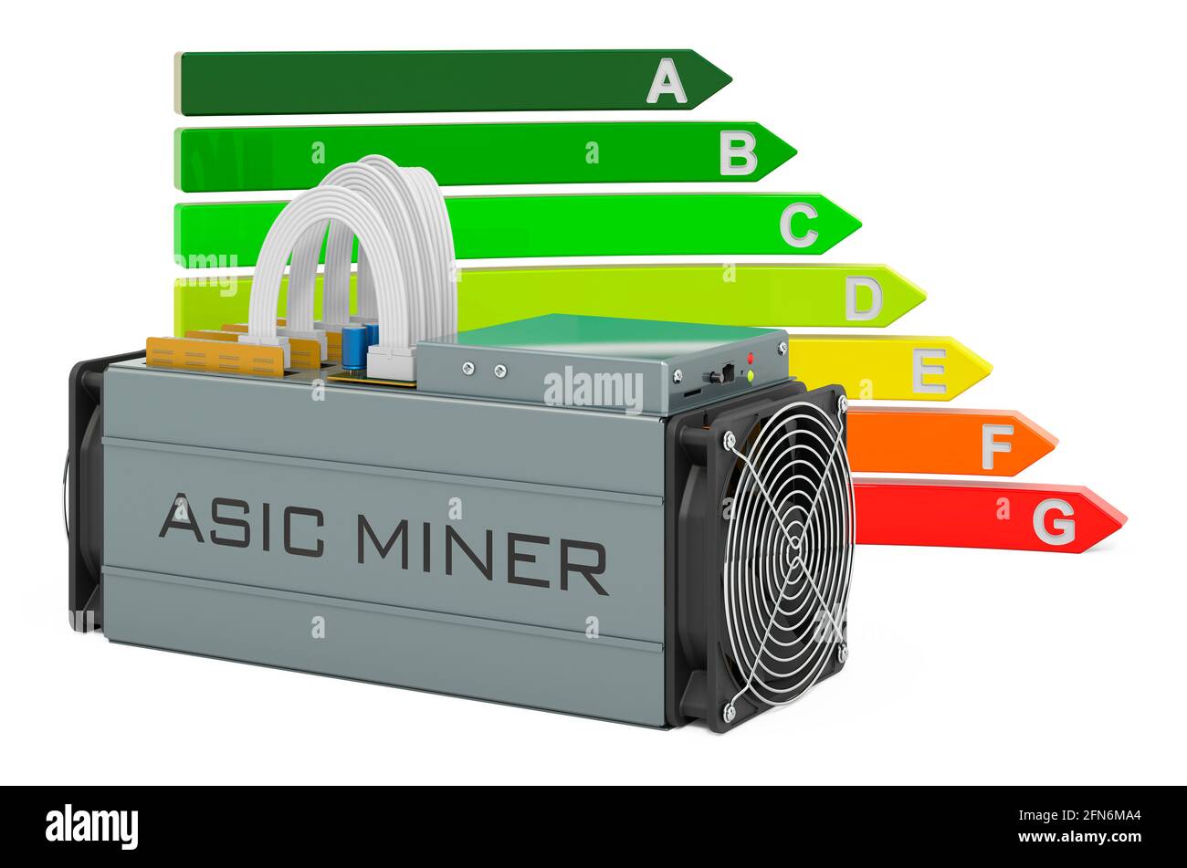 ASIC miner with energy efficiency chart, 3D rendering isolated on white background Stock Photo ...
