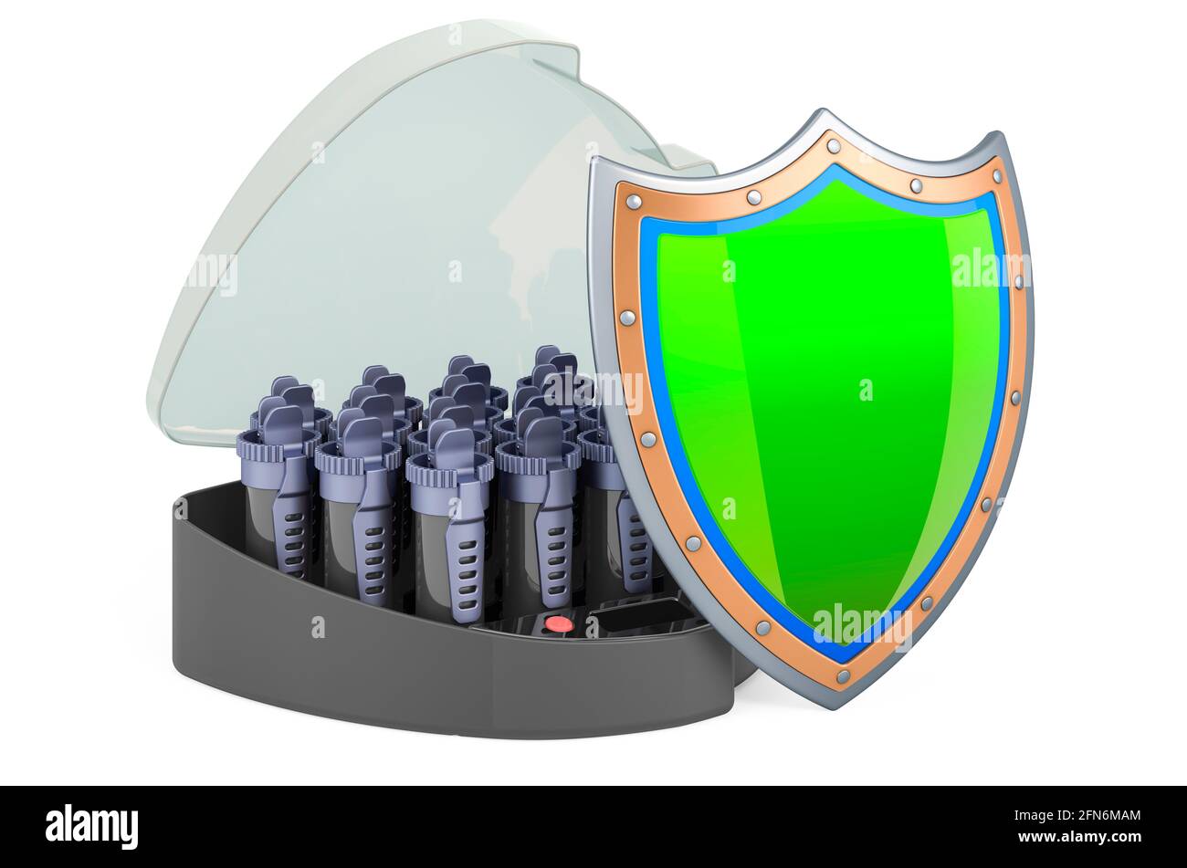 Compact hot rollers with shield, 3D rendering isolated on white ...