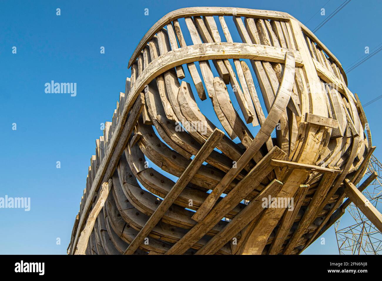 unfinished basic construction of wooden fishing ships Stock Photo - Alamy