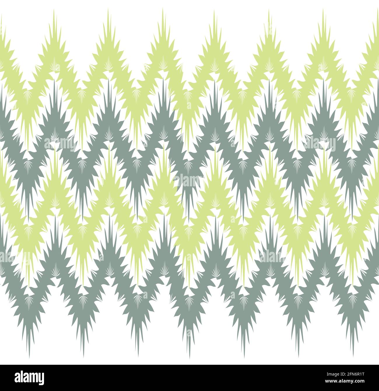 Abstract floral seamless pattern border. Artistic drawn zig-zag lines ...