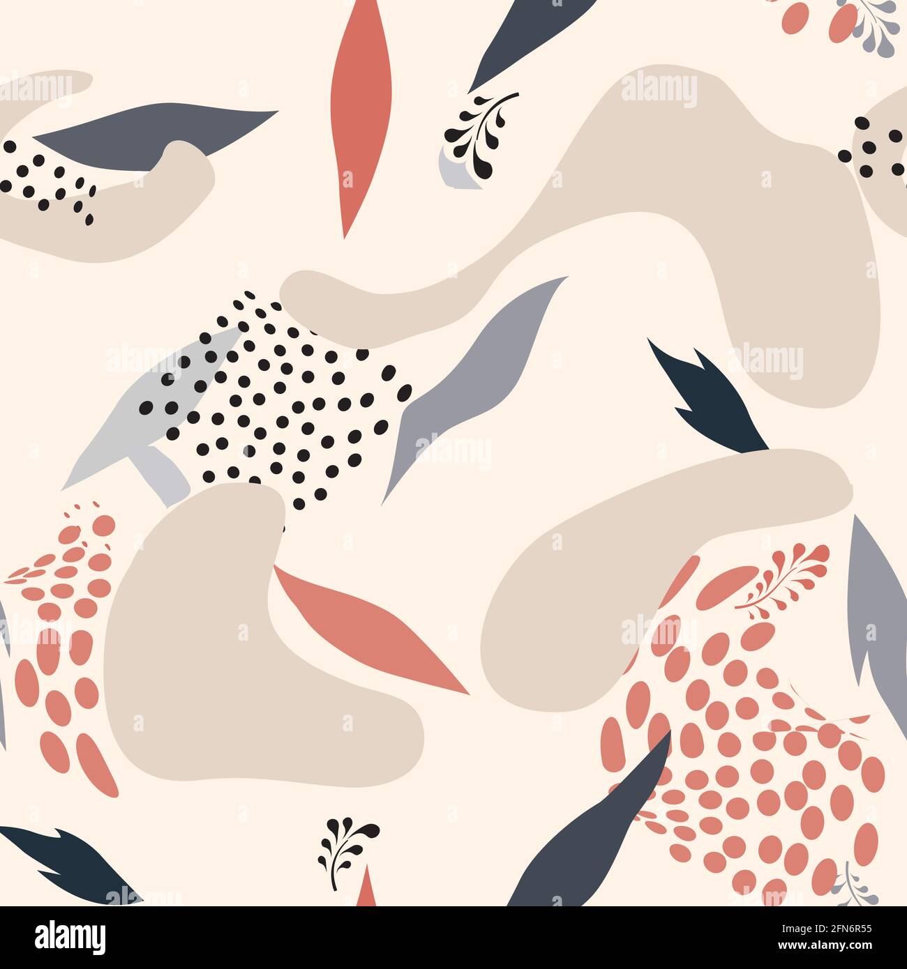 Floral dotted seamless pattern with leaves. Fall nature ornamental ...