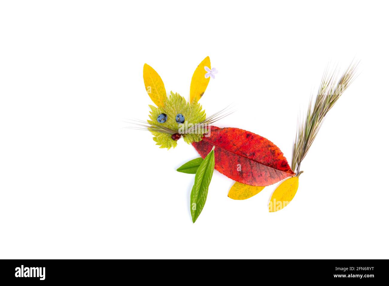 abstract animal made of leaf, art project for kids, autumn or summer ...