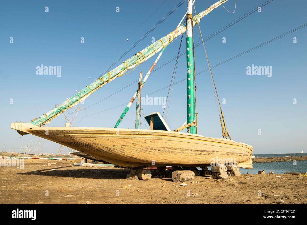 unfinished basic construction of wooden fishing ships Stock Photo - Alamy
