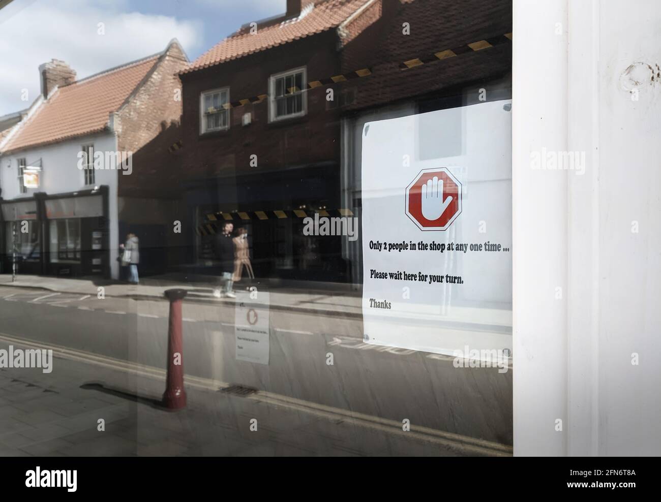 View of Social Distancing Sign at Fast Food during Covid-19 Coronavirus ...