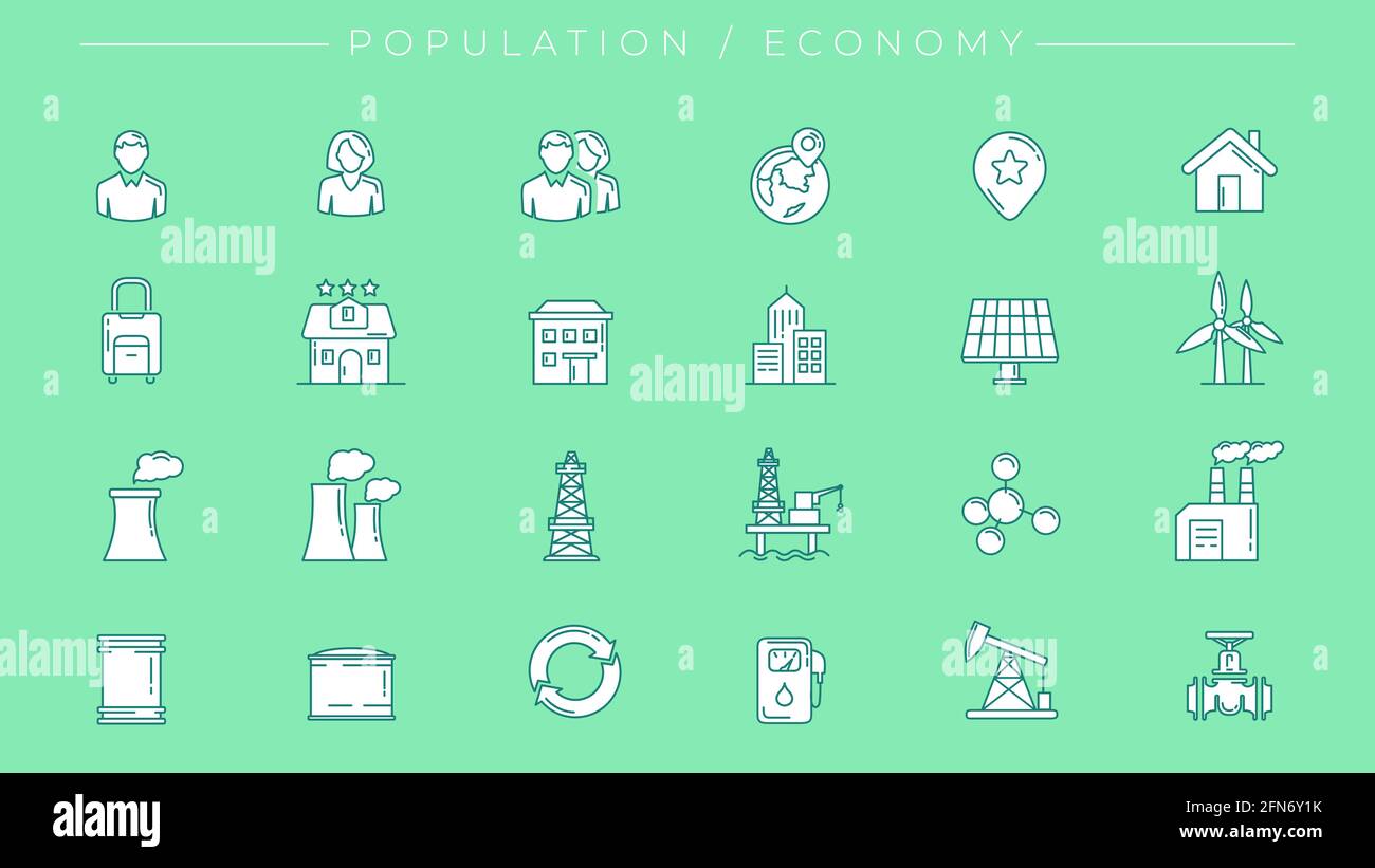 Population and Economy concept line style vector icons set Stock Vector ...