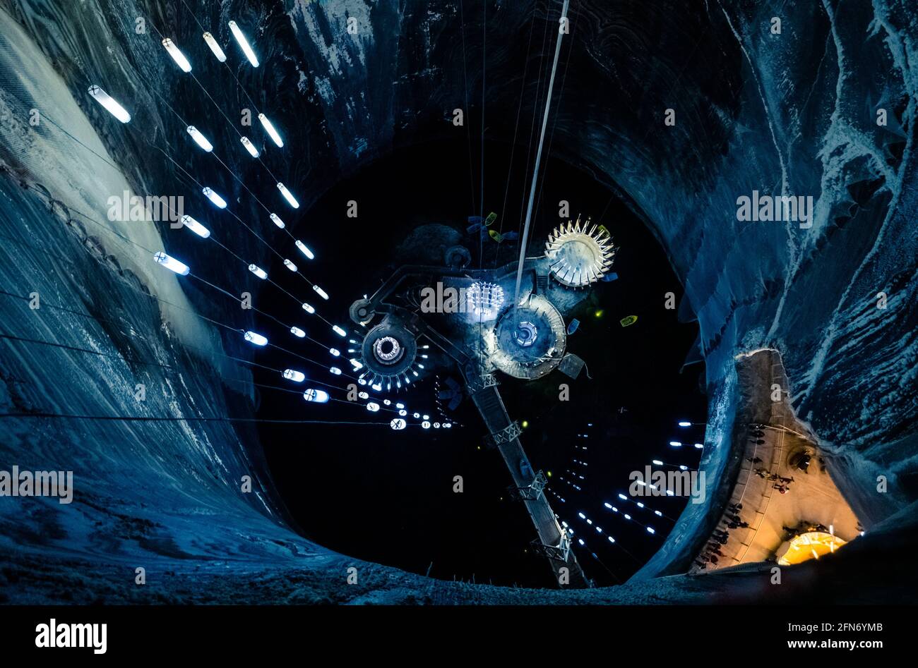 Amazing underground lake in salt mine Stock Photo - Alamy