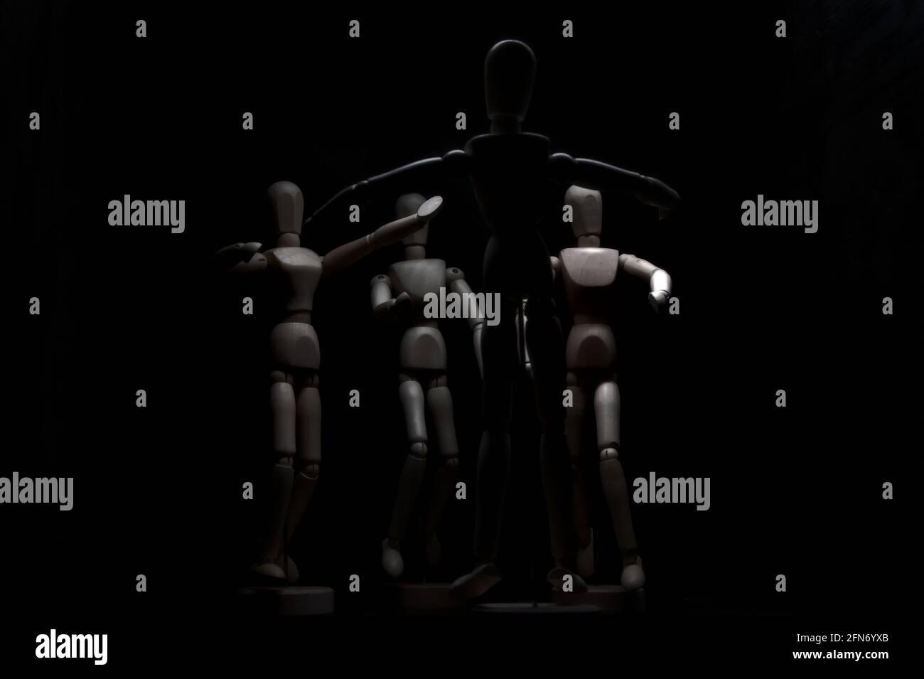 Drawing mannequins running towards one with open arms waiting for them ...