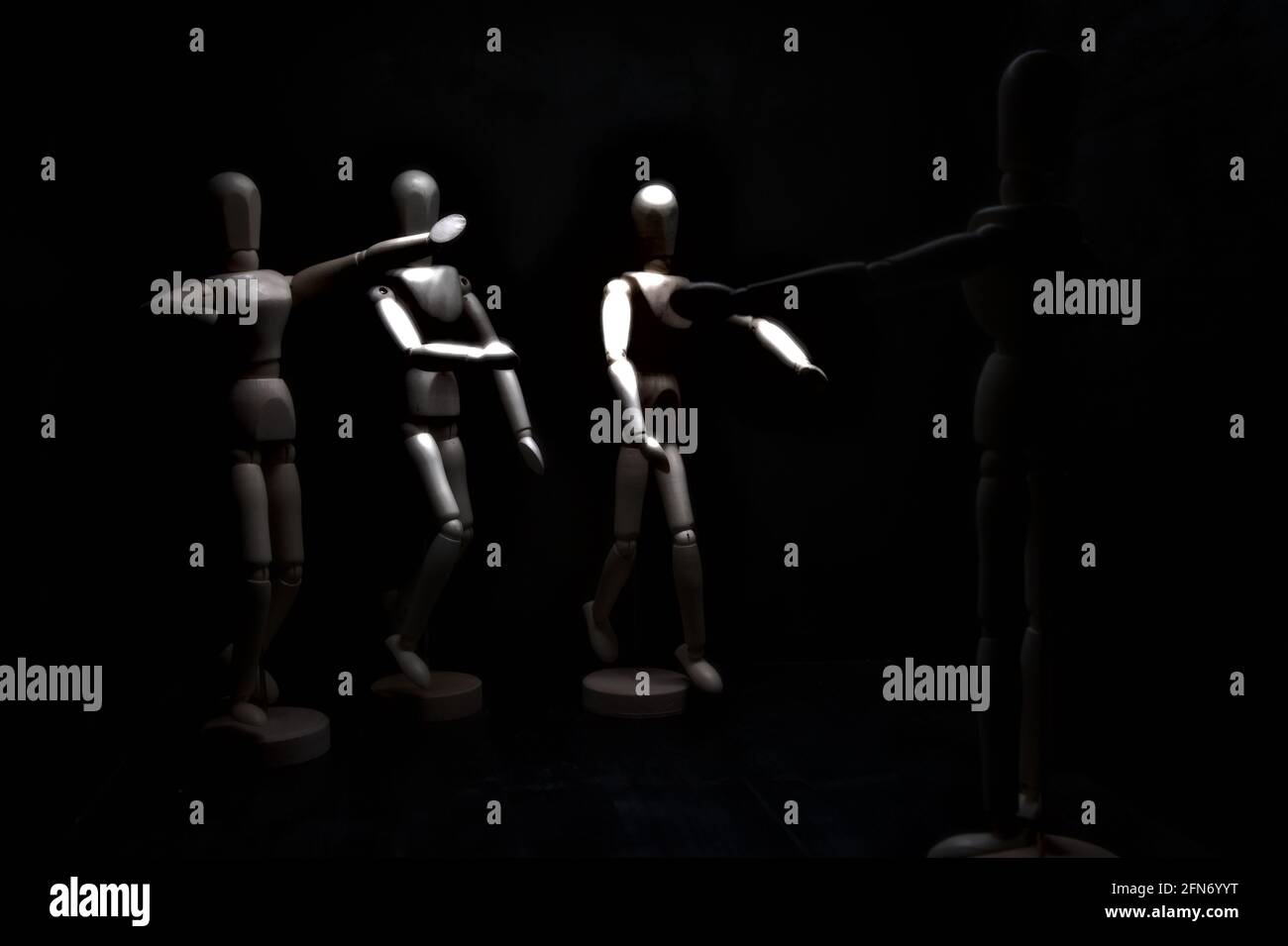 Drawing mannequins running towards one with open arms waiting for them ...