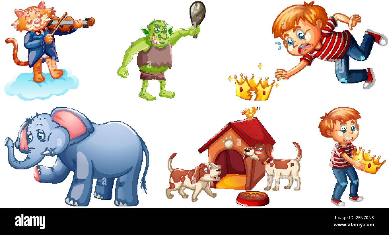 Set of different nursery rhyme character isolated on white background ...