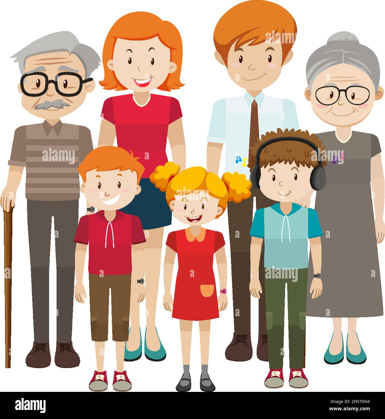 Member of family cartoon character on white background illustration ...