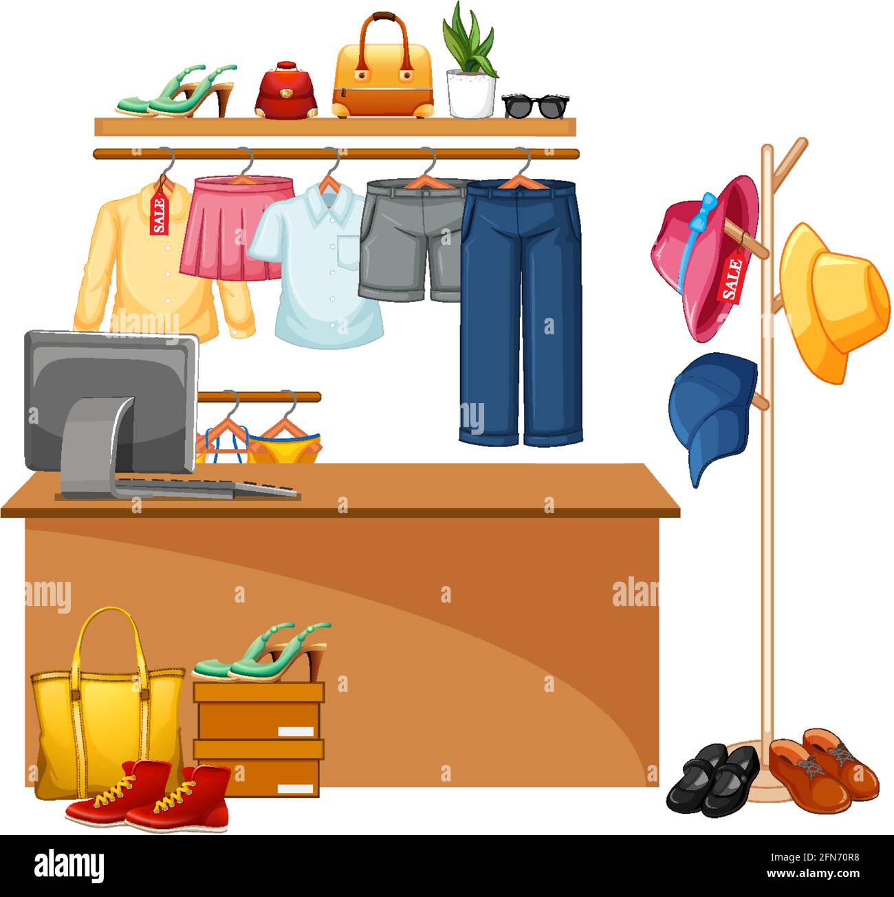 Shoes shop counter Stock Vector Images - Alamy