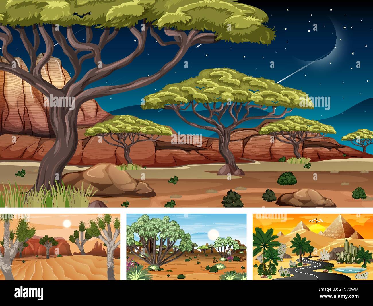 Different nature horizontal scenes illustration Stock Vector Image ...