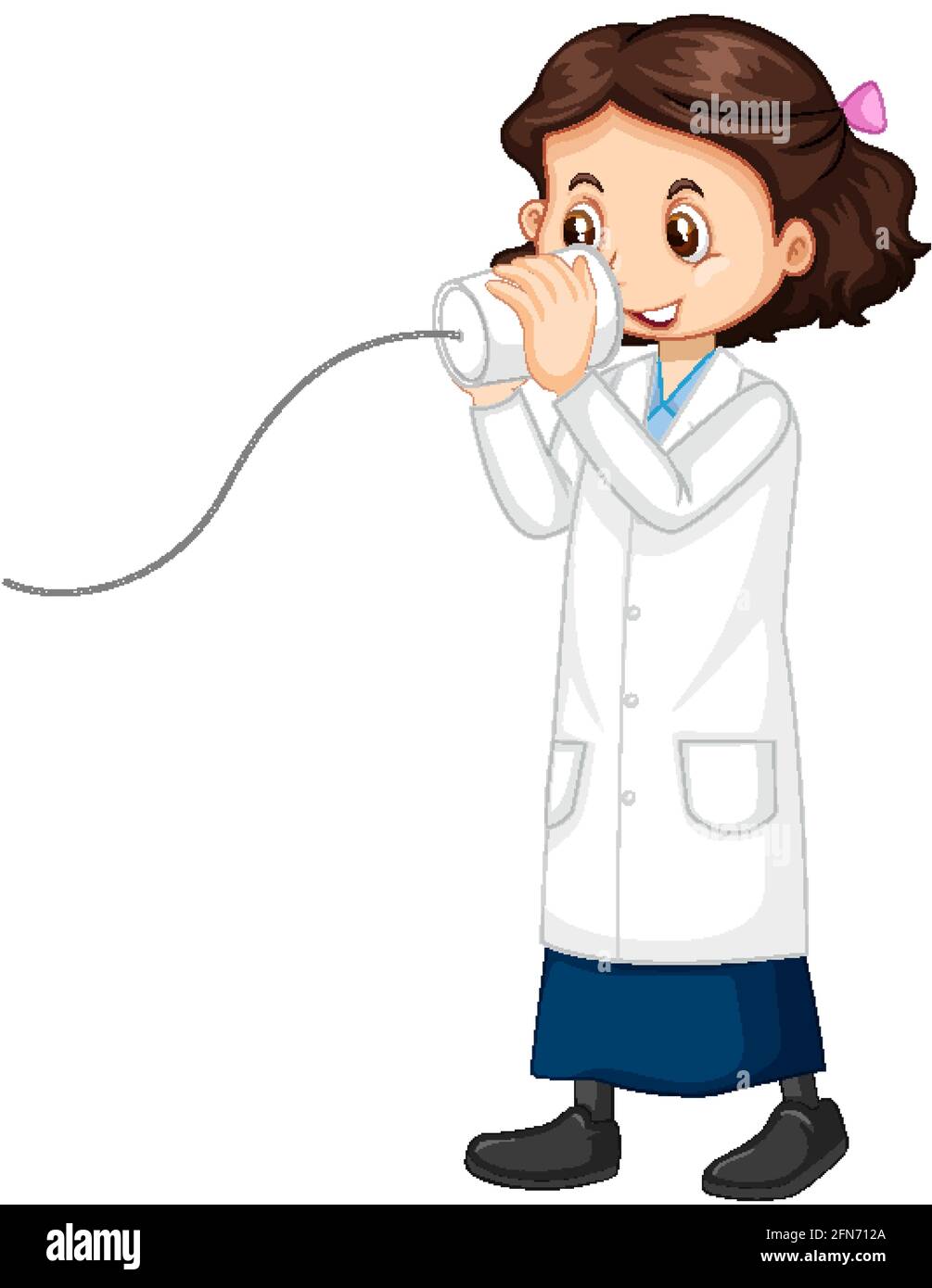 Cute girl cartoon character wearing science lab coat illustration Stock ...