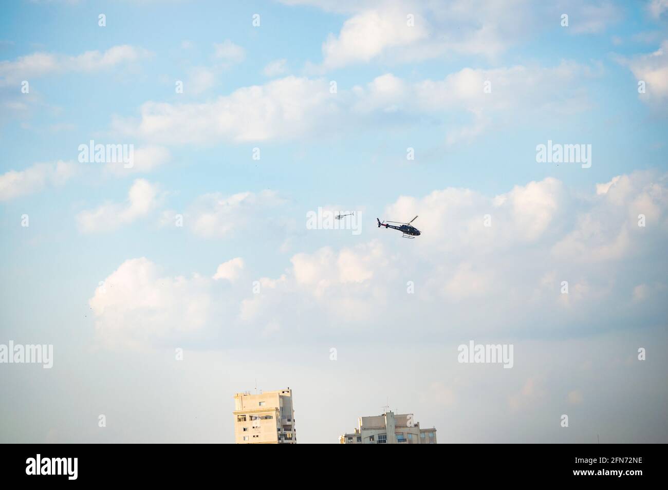 Sao Paulo - Brazil - 05 12 2021 Helicopter at a police operation of ...