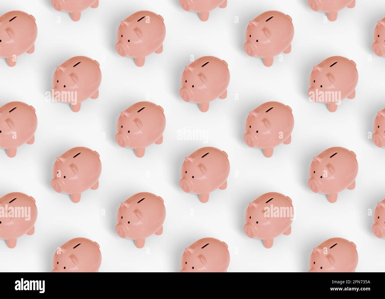 Piggy bank arrangement on a white background. Isometric seamless ...