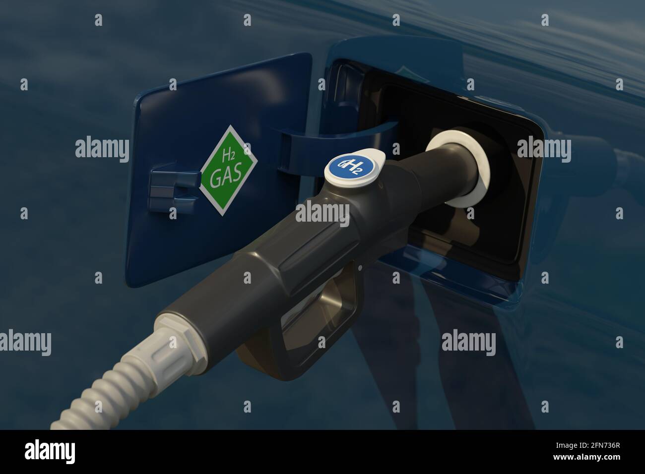 Fuel Dispenser With Hydrogen Logo On Gas Station. 3d illustration Stock ...