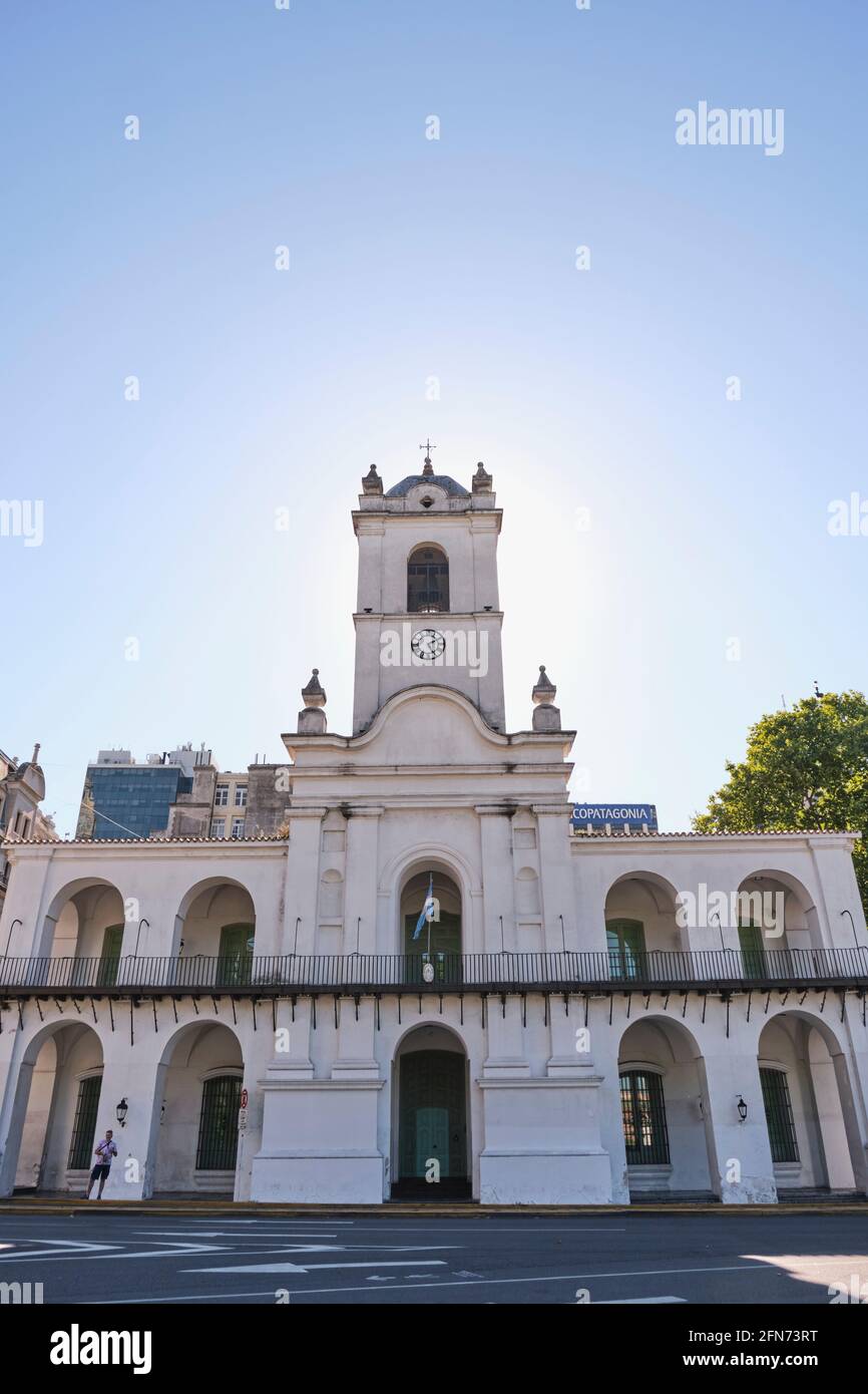 Buenos Aires, Argentina; Jan 24, 2021: facade of the Cabildo building ...