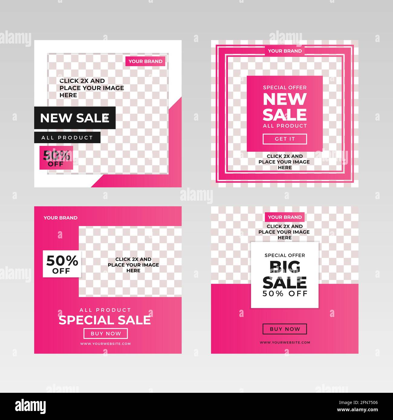 Set of Square Social Media Post Banner templates with image placeholder ...