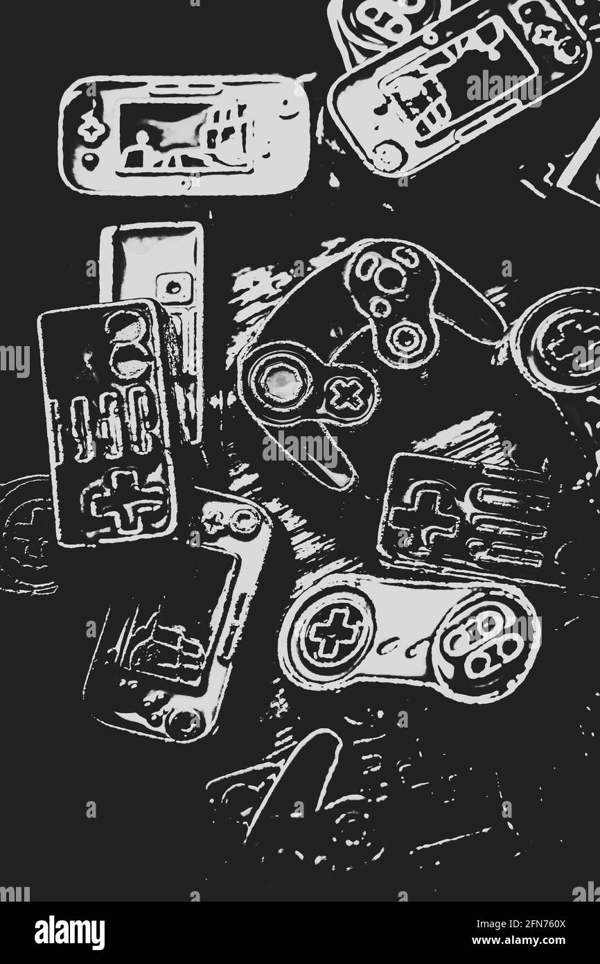 Playing Video Game Black and White Stock Photos & Images - Alamy