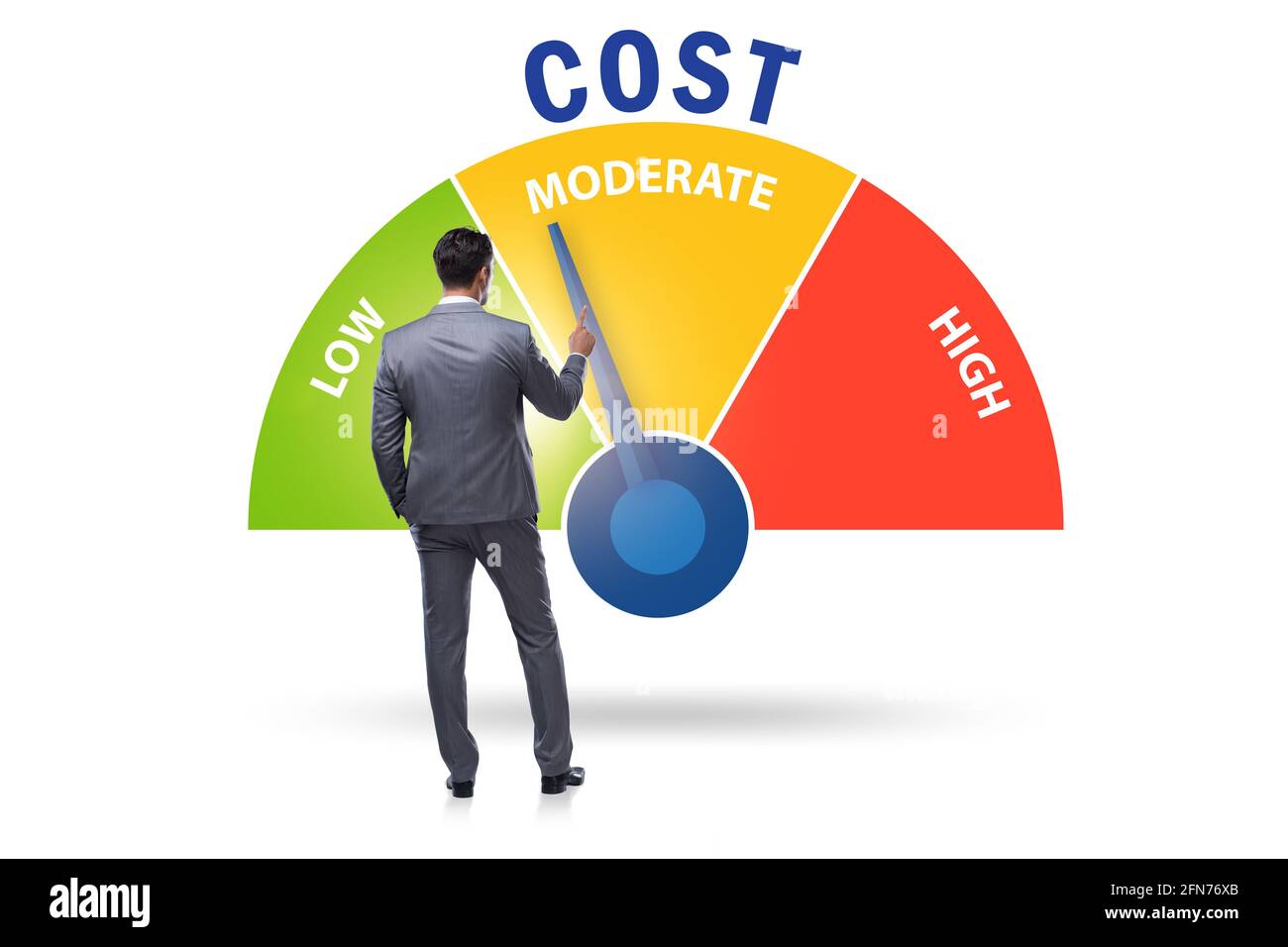 Cost management concept with the businessman Stock Photo - Alamy