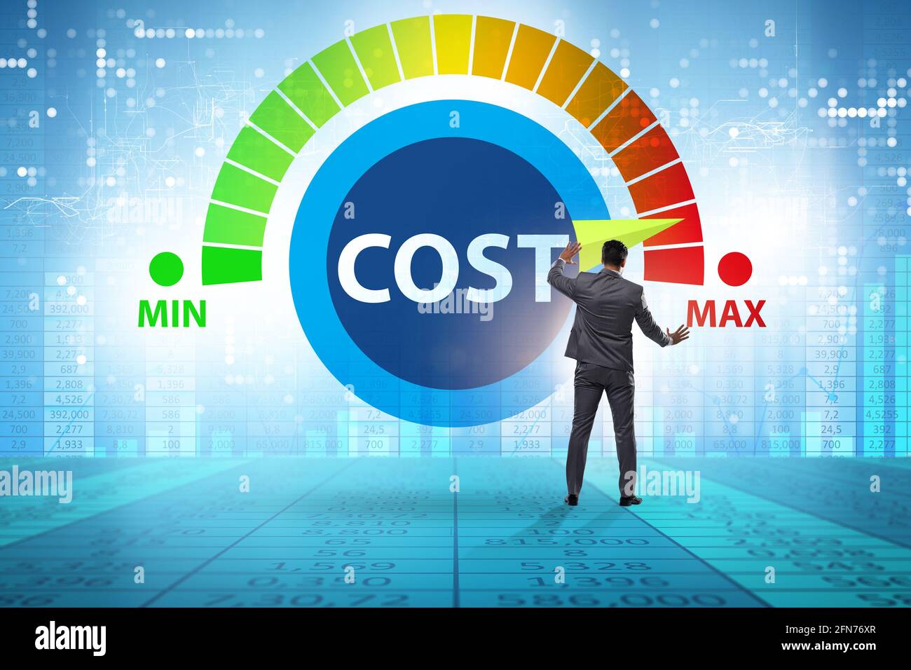 Cost management concept with the businessman Stock Photo - Alamy