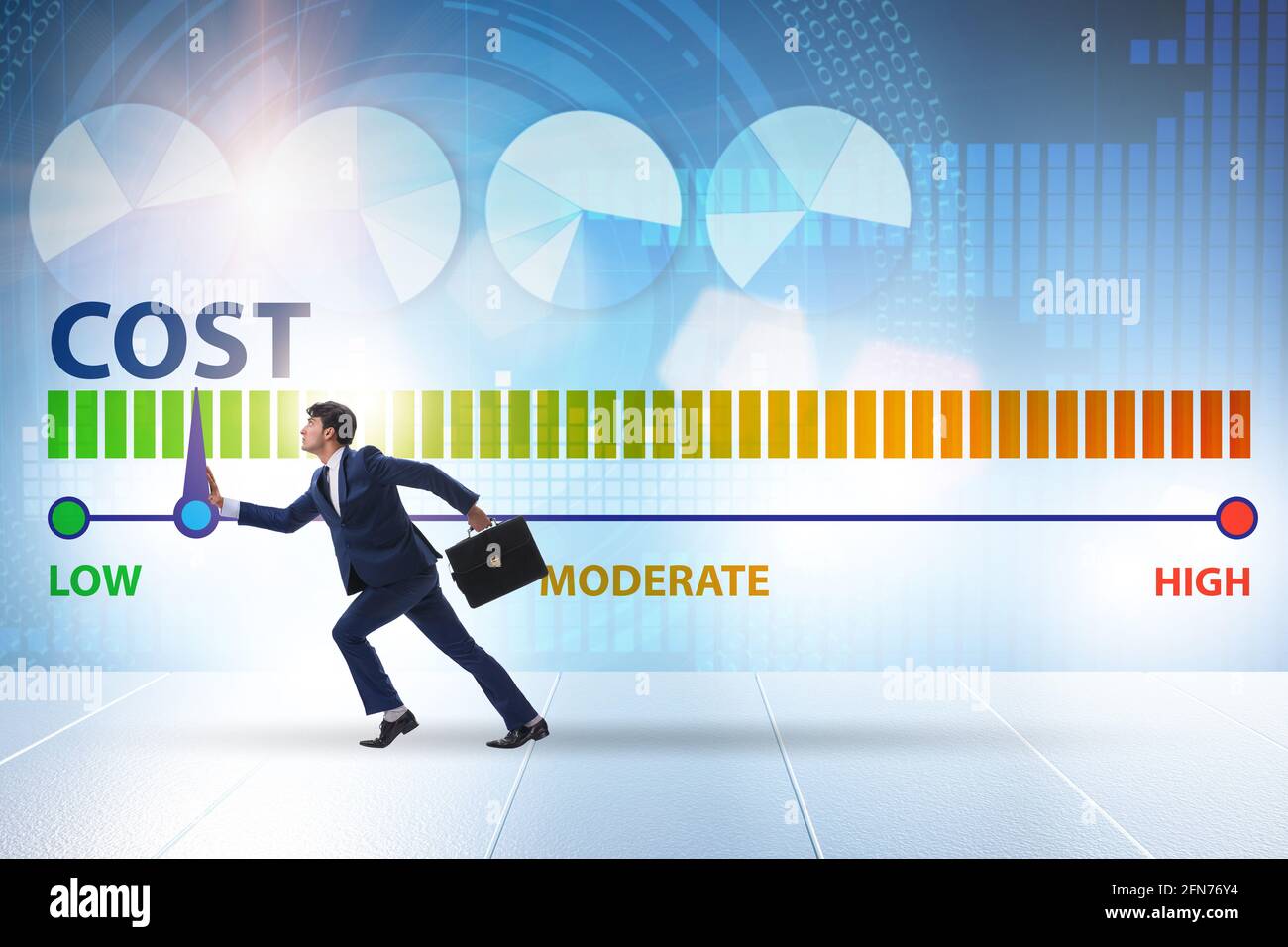 Cost management concept with the businessman Stock Photo - Alamy