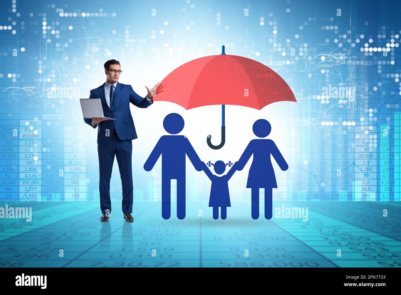 Life insurance concept with family under the umbrella Stock Photo - Alamy