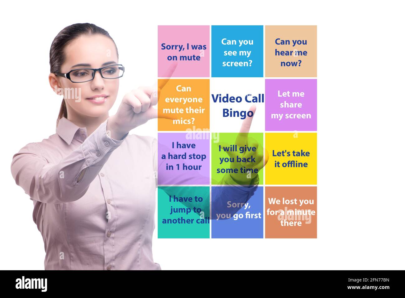 Funny concept with the video call bingo Stock Photo - Alamy