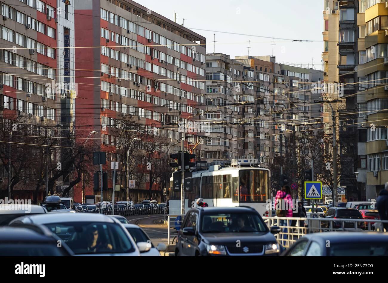 Bucharest, Romania - Martie 08, 2021: Very large blocks of flats built ...