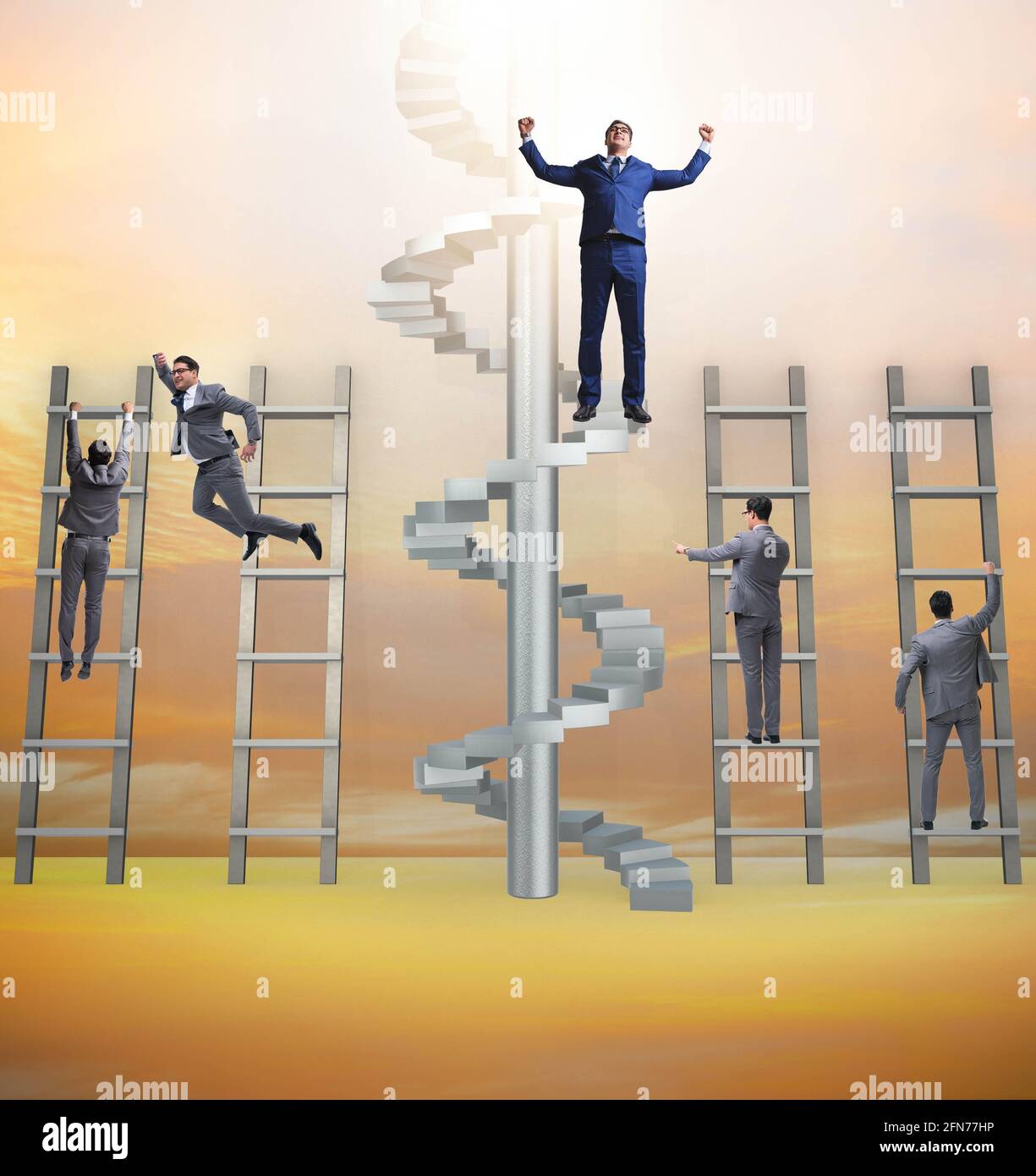 The competition concept with businessman beating competitors Stock ...