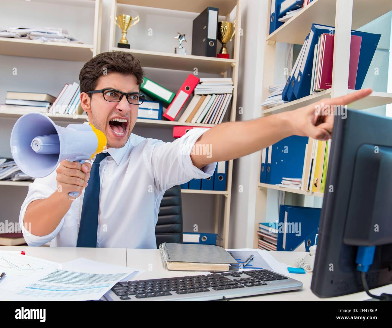 The busy frustrated businessman angry in the office Stock Photo - Alamy