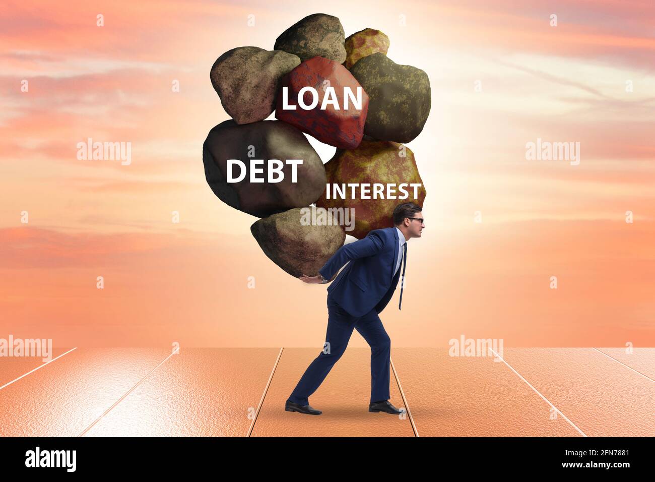 Debt and loan concept with the businessman Stock Photo - Alamy