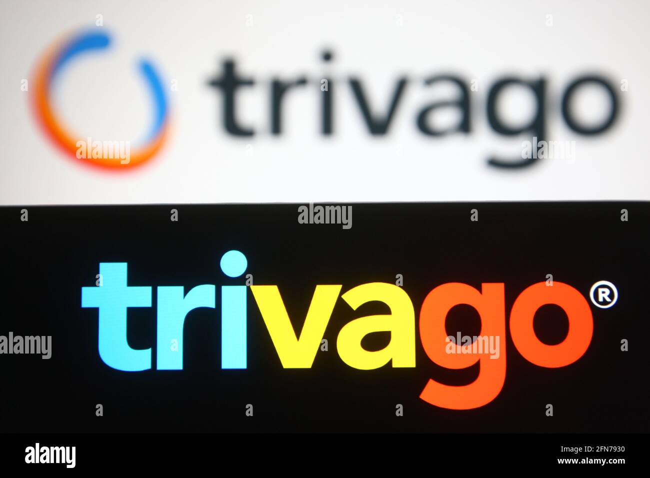 Ukraine. 15th May, 2021. In this photo illustration the Trivago logo is ...