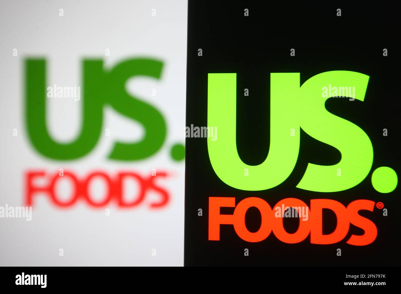 In this photo illustration the US Foods logo of an American foodservice ...