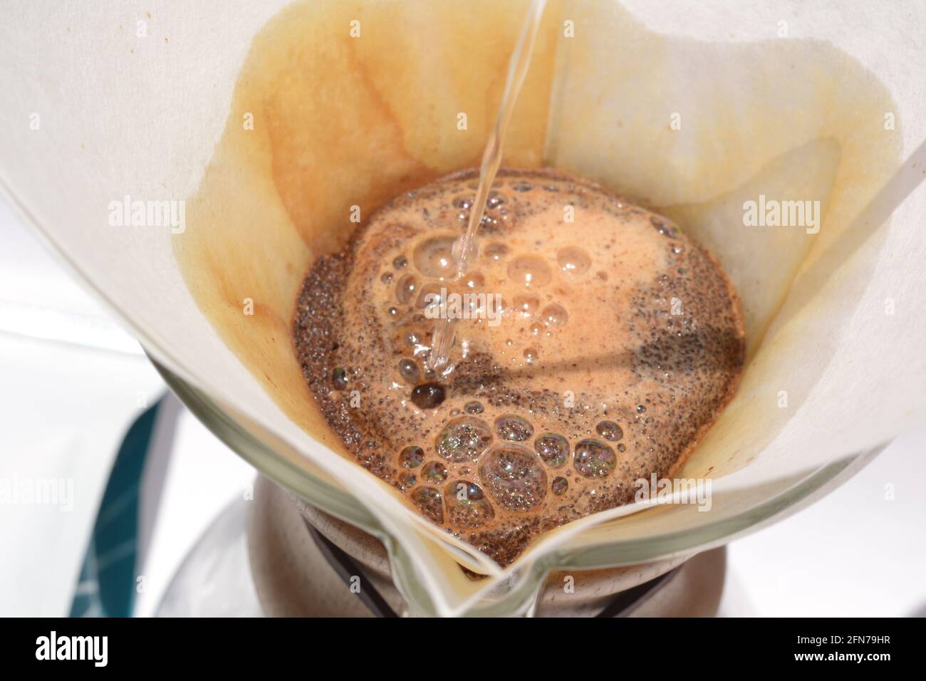 High angle shot of making coffee on flannel Stock Photo - Alamy