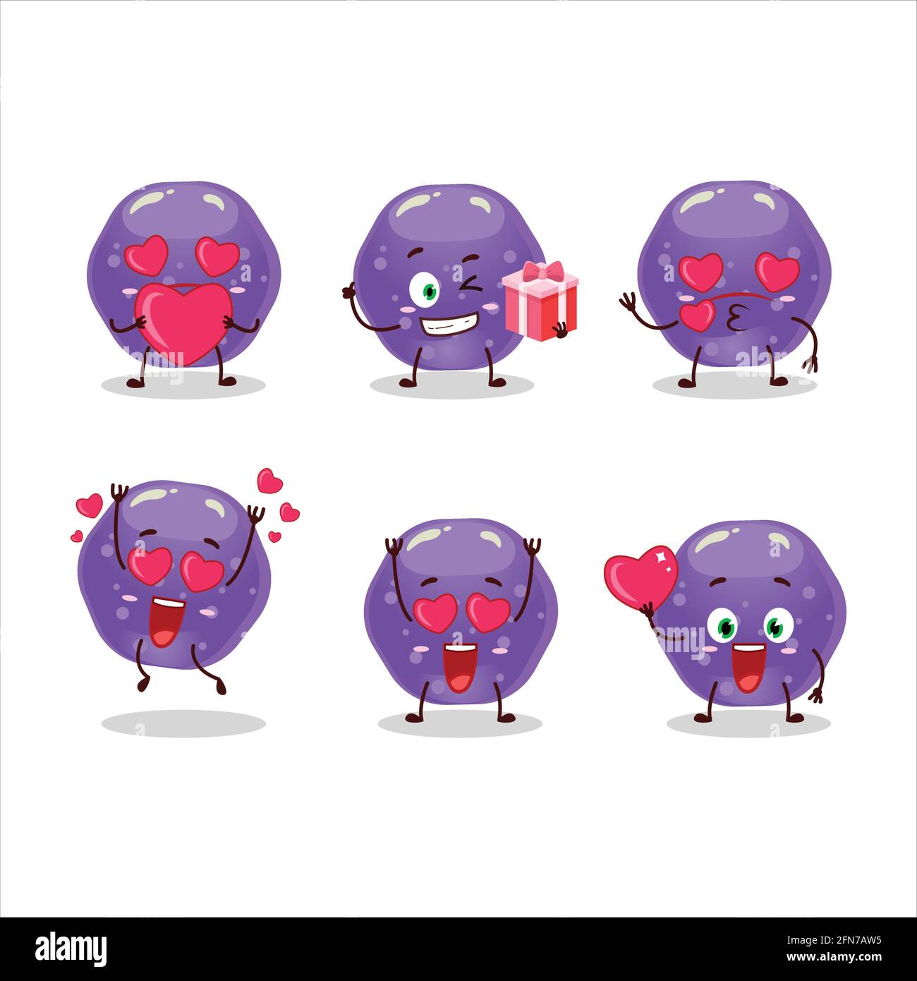 Jelly sweets candy purple cartoon character with love cute emoticon ...